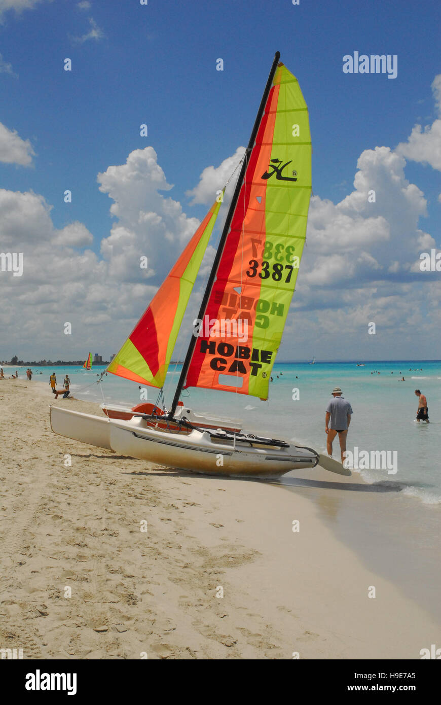 Cuba, Varadero, Caribbean Sea, Beach, Catamaran Stock Photo - Alamy
