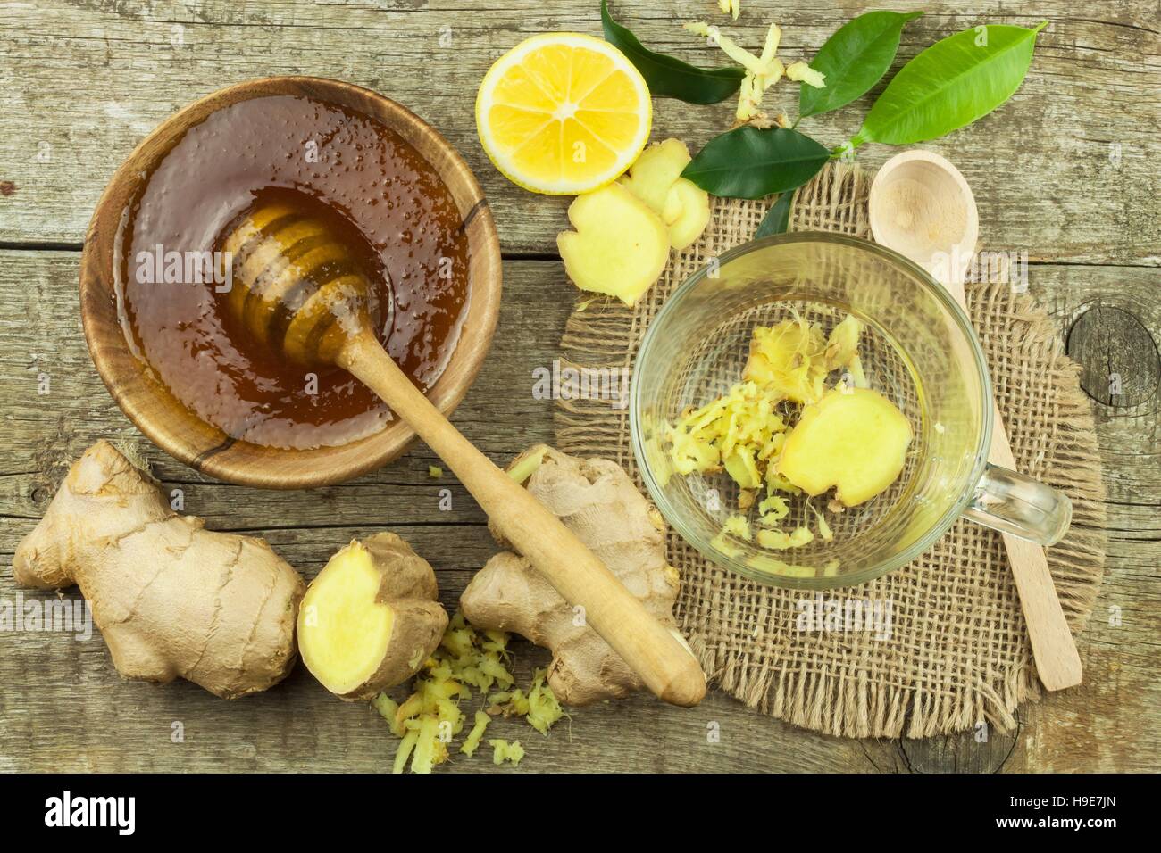 Preparing ginger tea against influenza. Traditional treatment for colds ...
