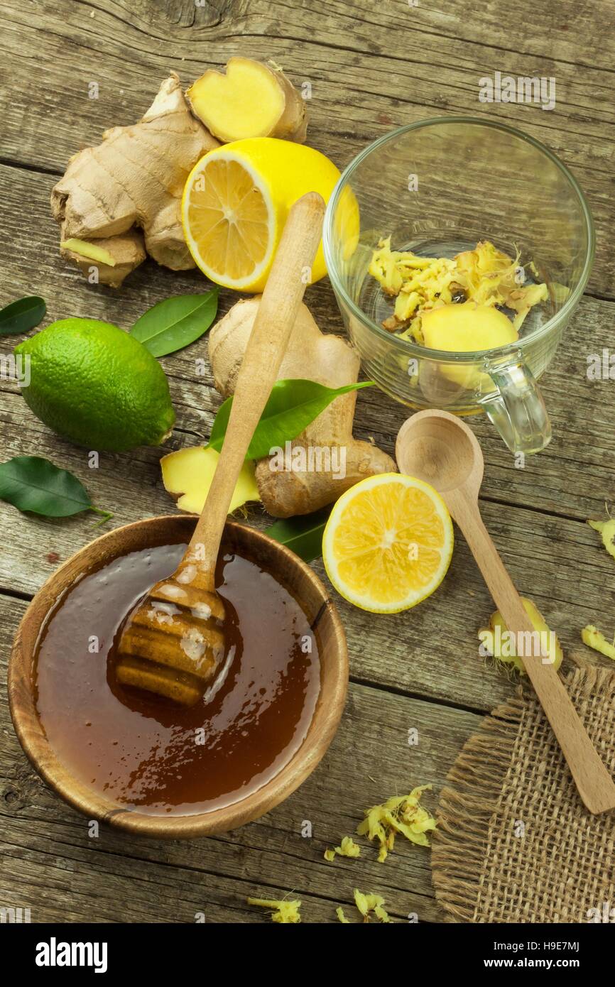 Preparing ginger tea against influenza. Traditional treatment for colds ...