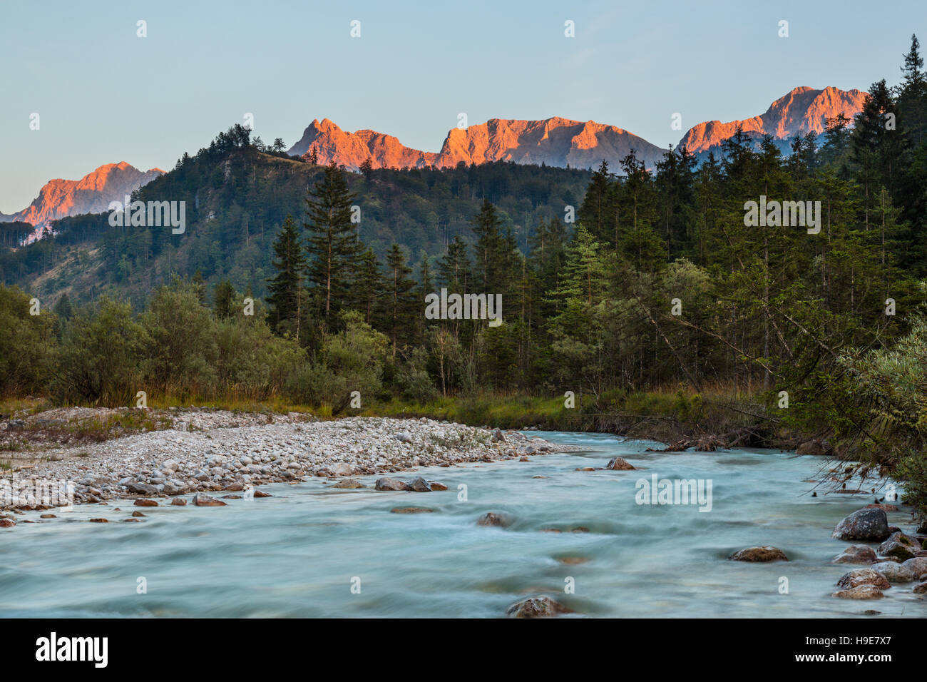Upper austrian almtal alpenglow austria hi-res stock photography and ...