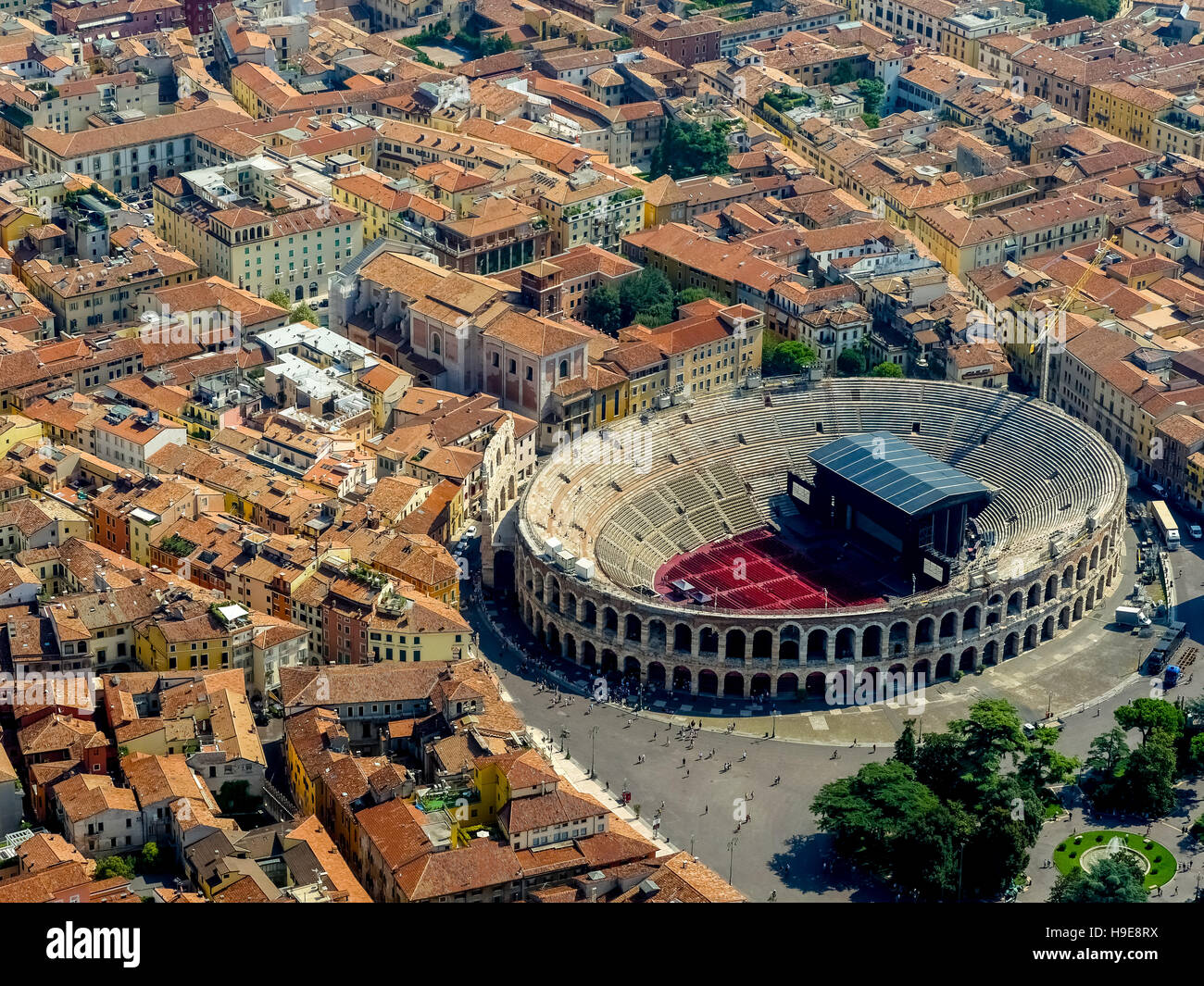 Aerial view, Barbieri Palace, Palazzo Barbieri, Arena di Verona, Piazza ...