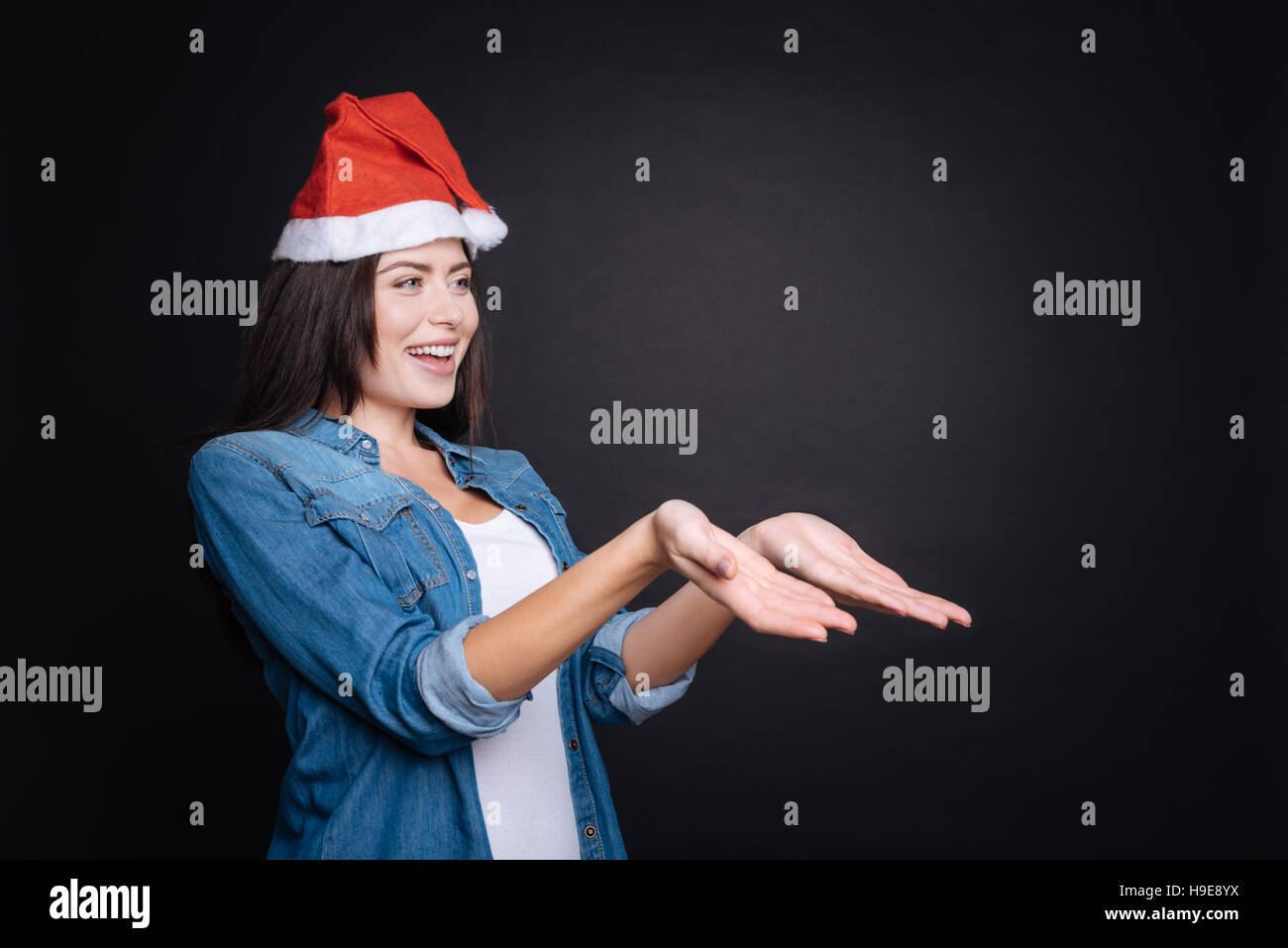 Portrait delighted brunette expressing hi-res stock photography and ...