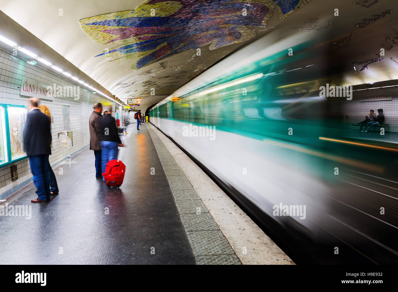 Paris, France - October 16, 2016: metro station with unidentified ...