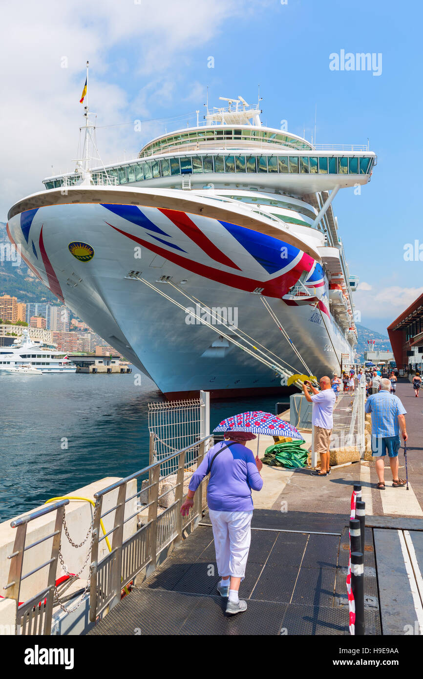 Monaco, Monaco - July 30, 2016: cruise ship MV Azura in the port of ...