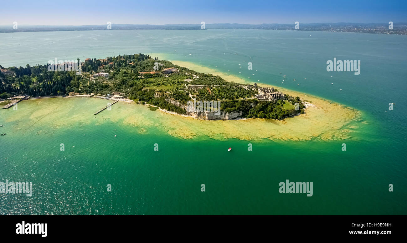 Aerial view, Area archeologica delle Grotte di Catullo, Grotto of ...