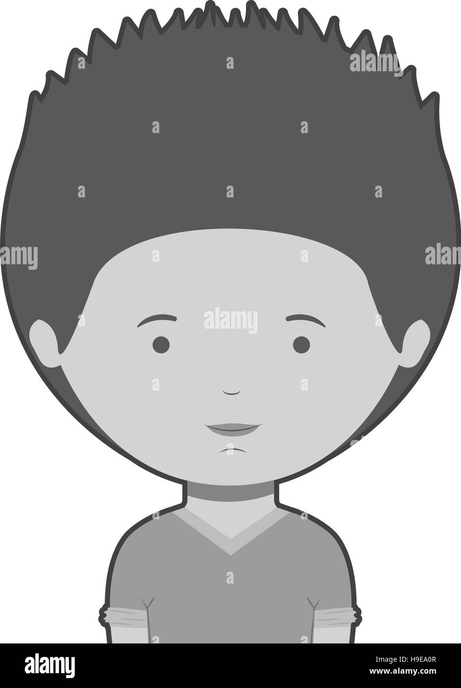 monochrome half body man with t-shirt vector illustration Stock Vector ...