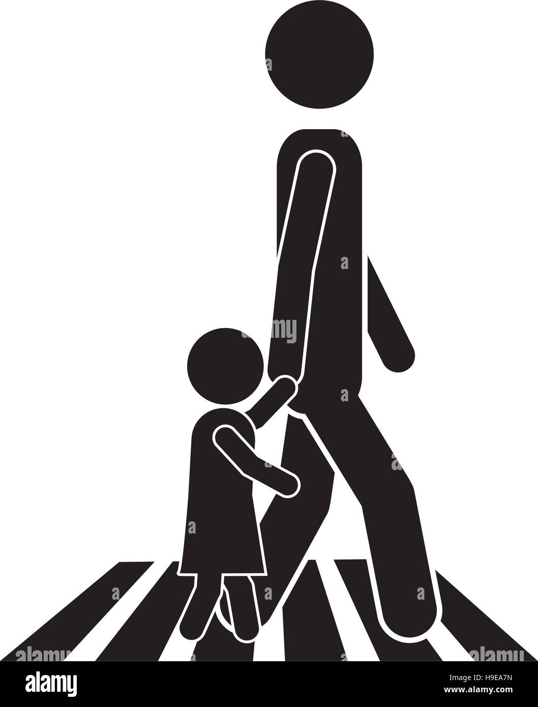 man walking with boy icon in street vector illustration Stock Vector ...