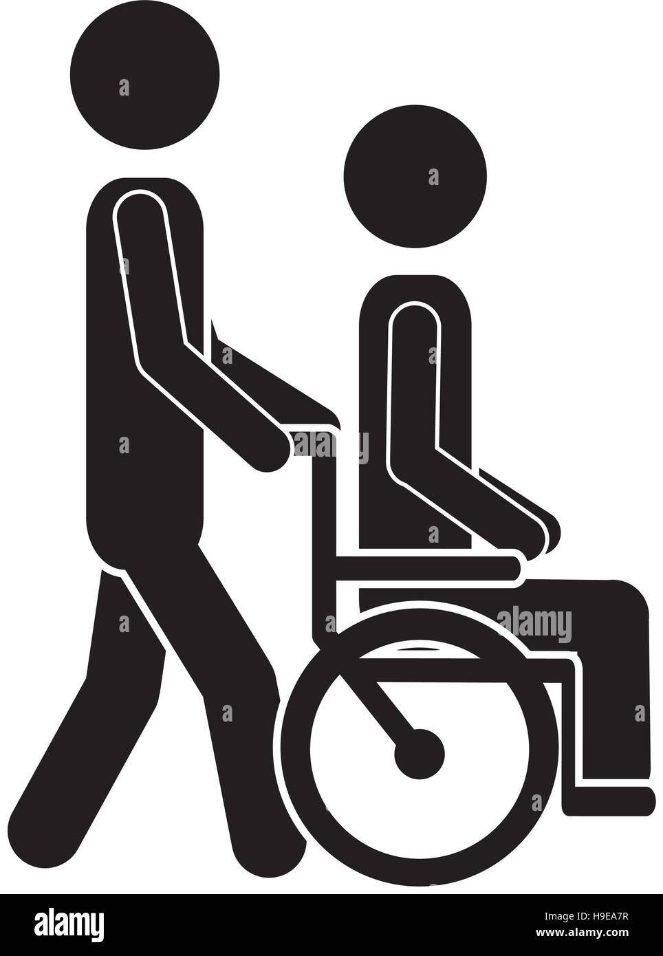 man transporting disabled person sitting in the wheelchair icon vector ...