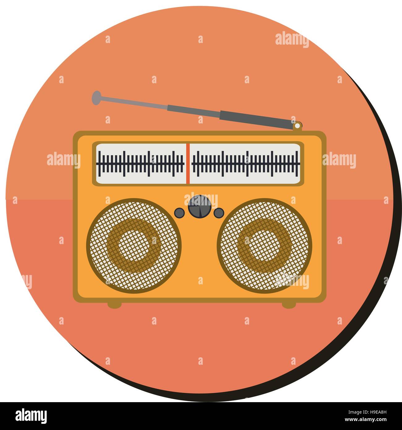 radio stereo portable in round frame vector illustration Stock Vector ...