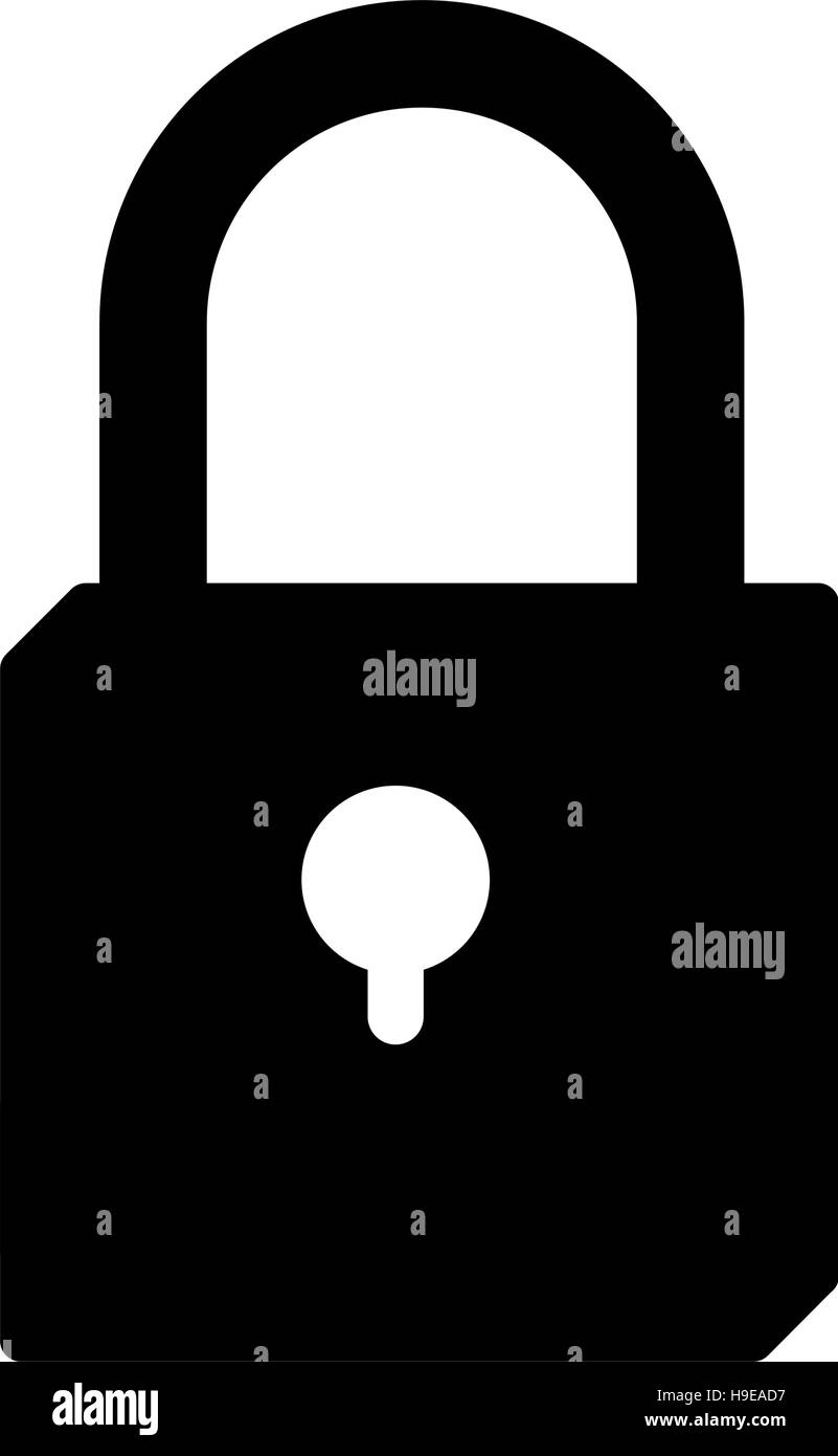 silhouette with closed padlock monochrome vector illustration Stock ...