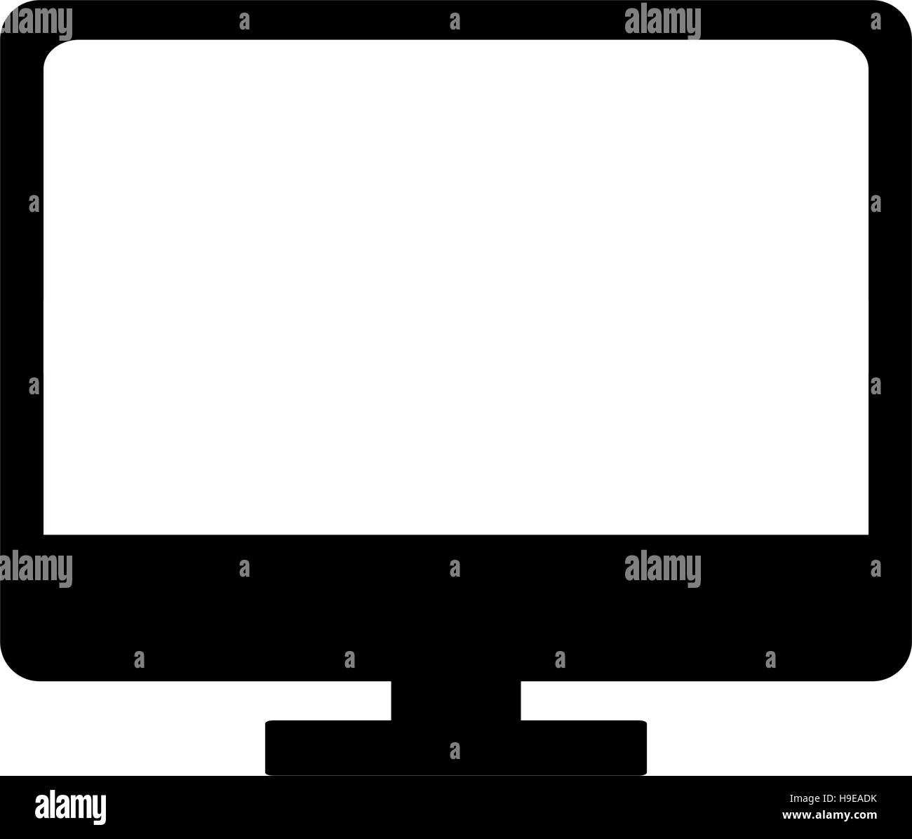 monochrome silhouette with lcd monitor vector illustration Stock Vector ...