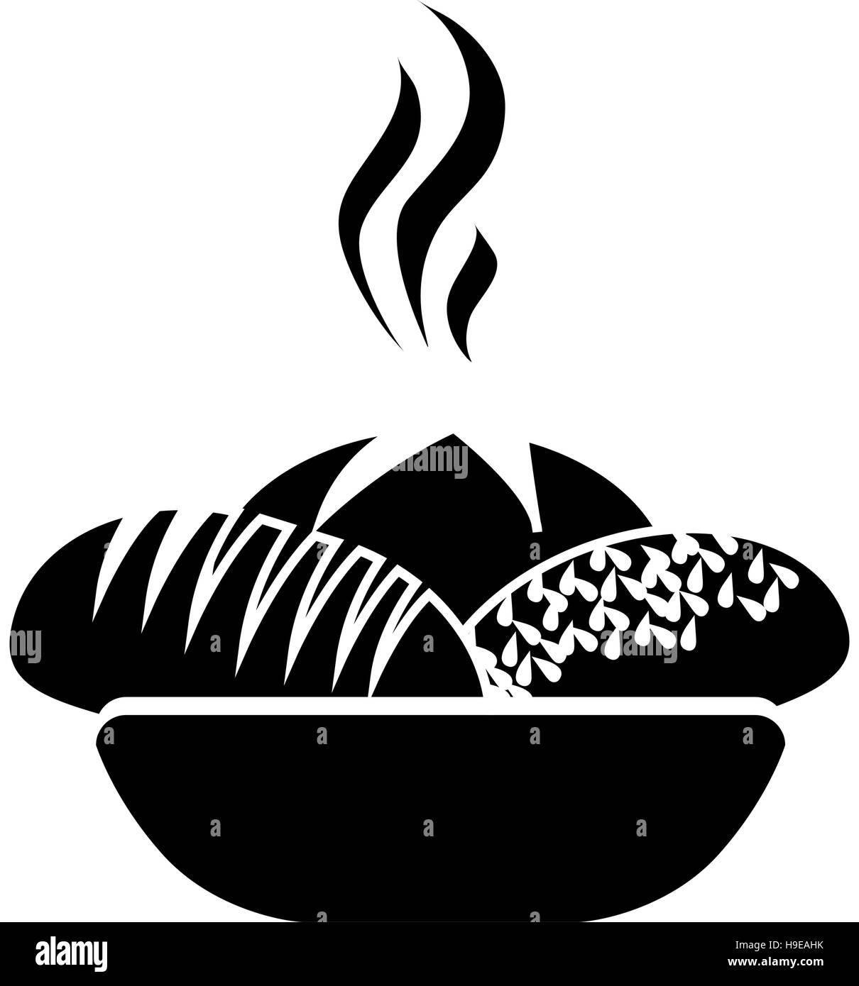monochrome silhouette basket with hot bread vector illustration Stock ...
