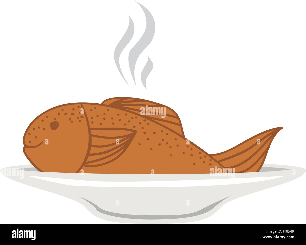 silhouette colorful dish with hot fish vector illustration Stock Vector ...