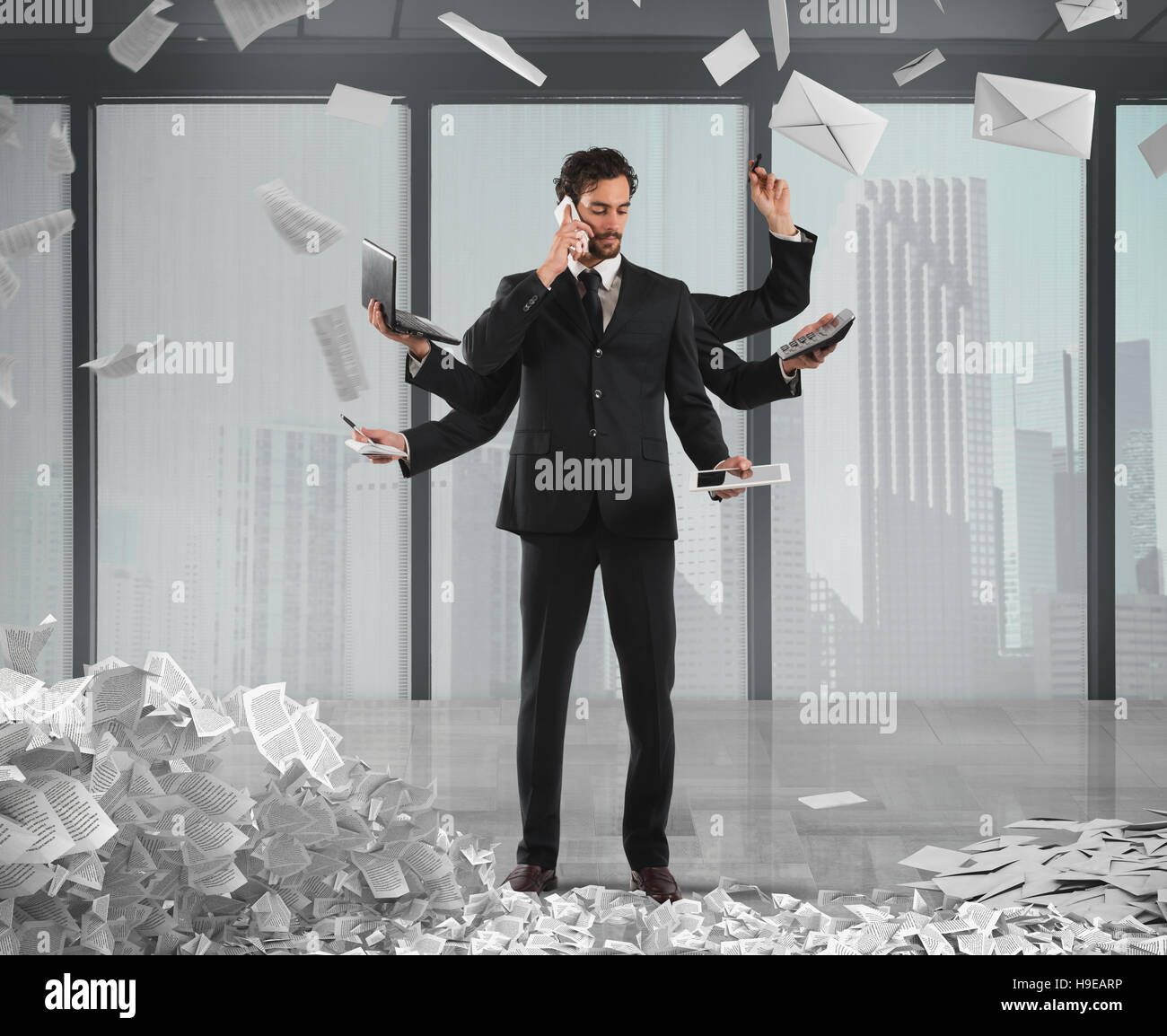 Office stress multitasking hi-res stock photography and images - Alamy