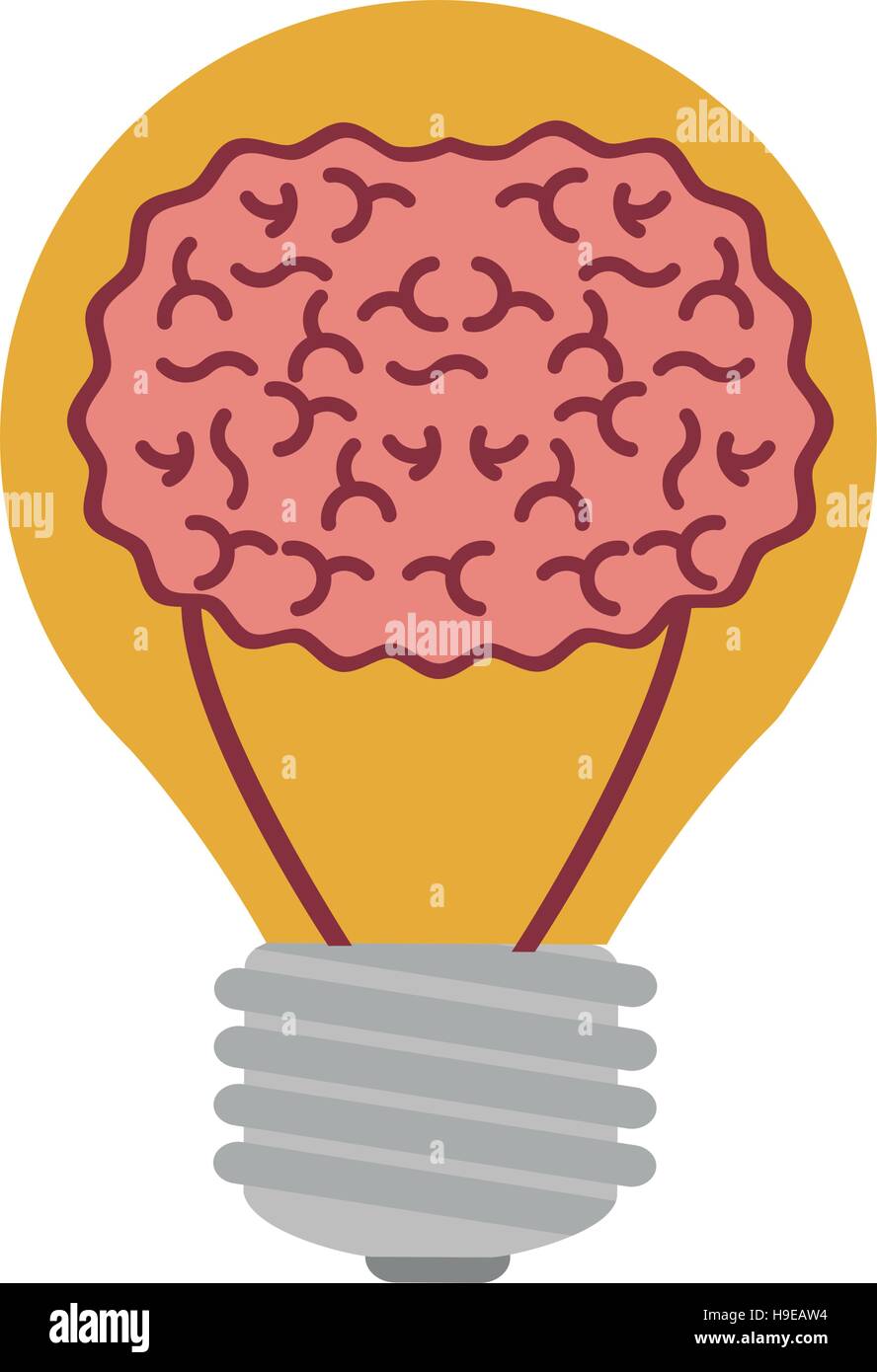 light bulb with brain inside vector illustration Stock Vector Image ...