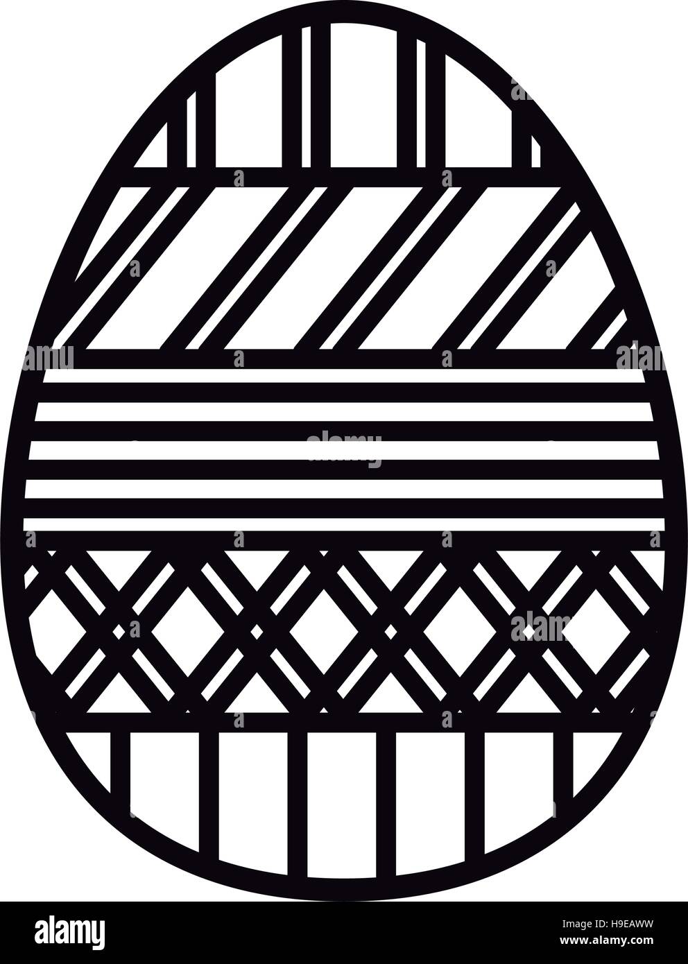 silhouette easter egg design with horizontal striped vector ...