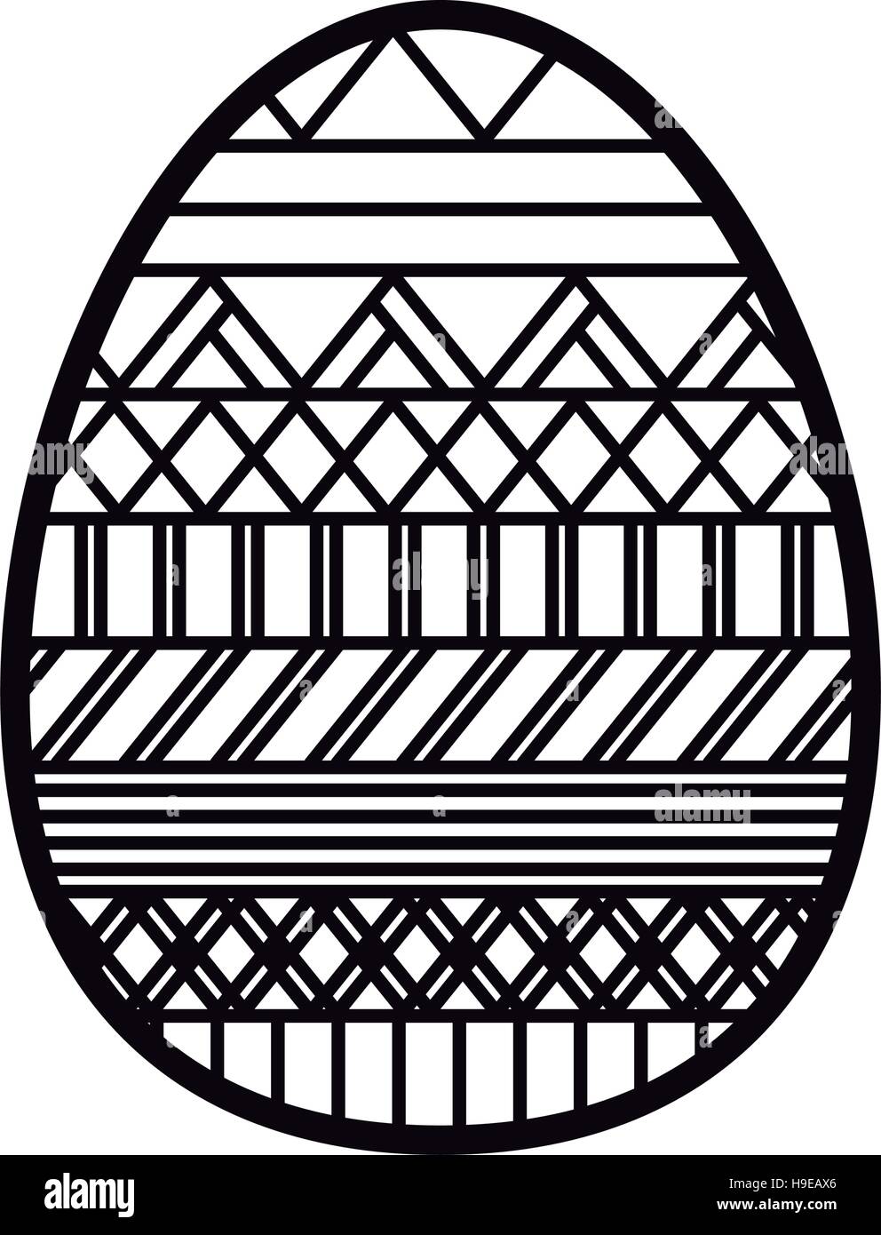 silhouette easter egg design with horizontal striped vector ...