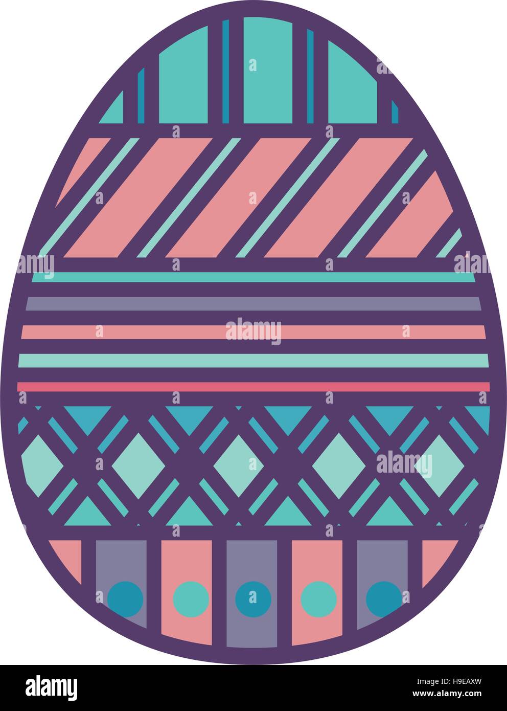 colorful easter egg design with horizontal striped vector illustration ...