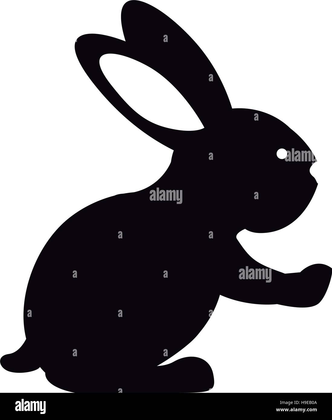 black silhouette rabbit with long ears vector illustration Stock Vector ...