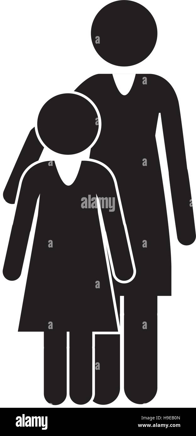 pictogram woman and girl dreesed vector illustration Stock Vector Image ...