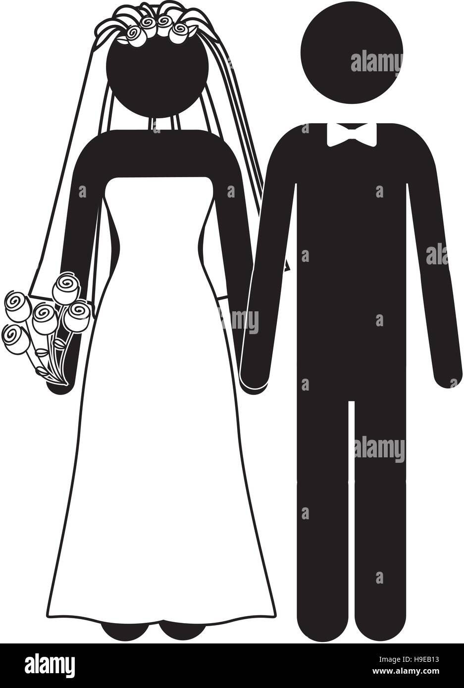 pictogram of wedding couple with costumes vector illustration Stock ...