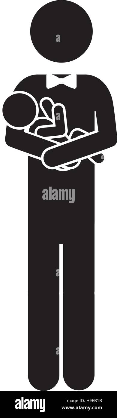 pictogram man with little baby in arms vector illustration vector ...