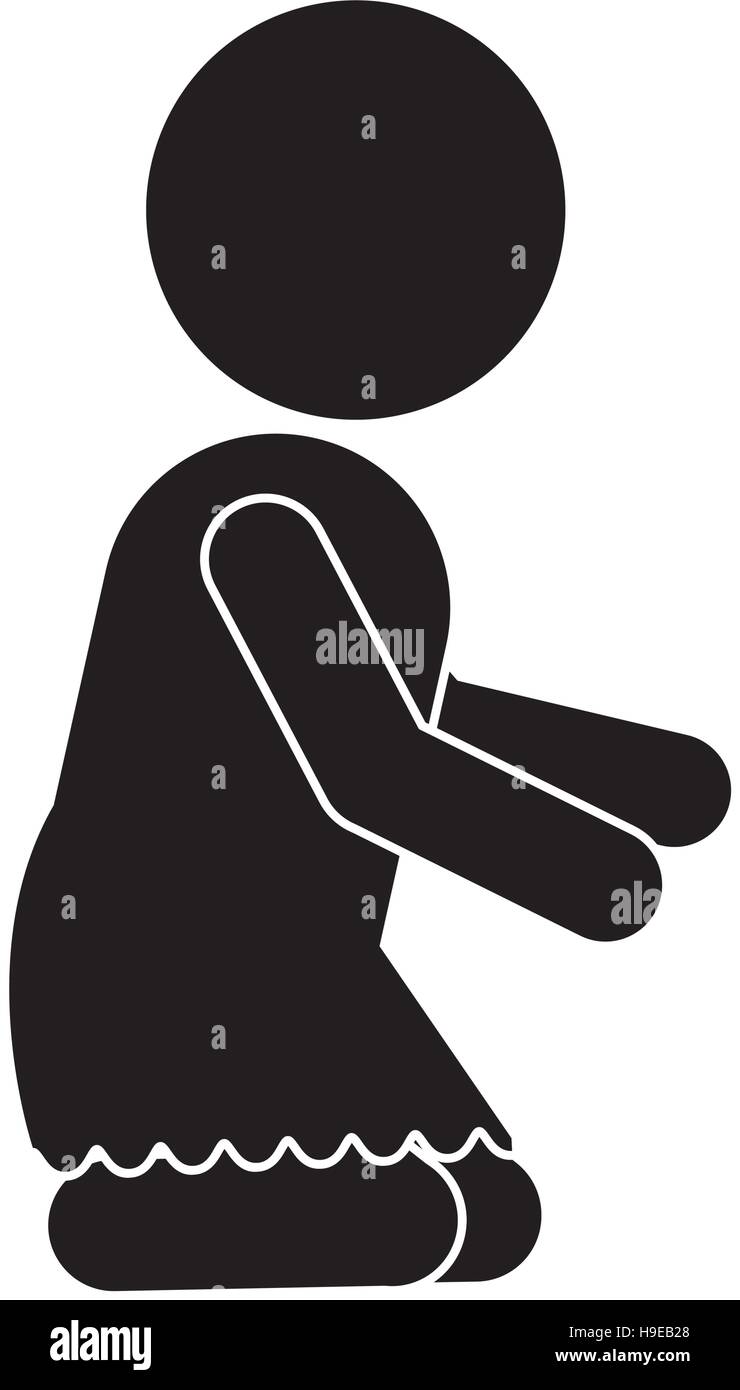 pictogram of little baby girl kneeling vector illustration Stock Vector ...