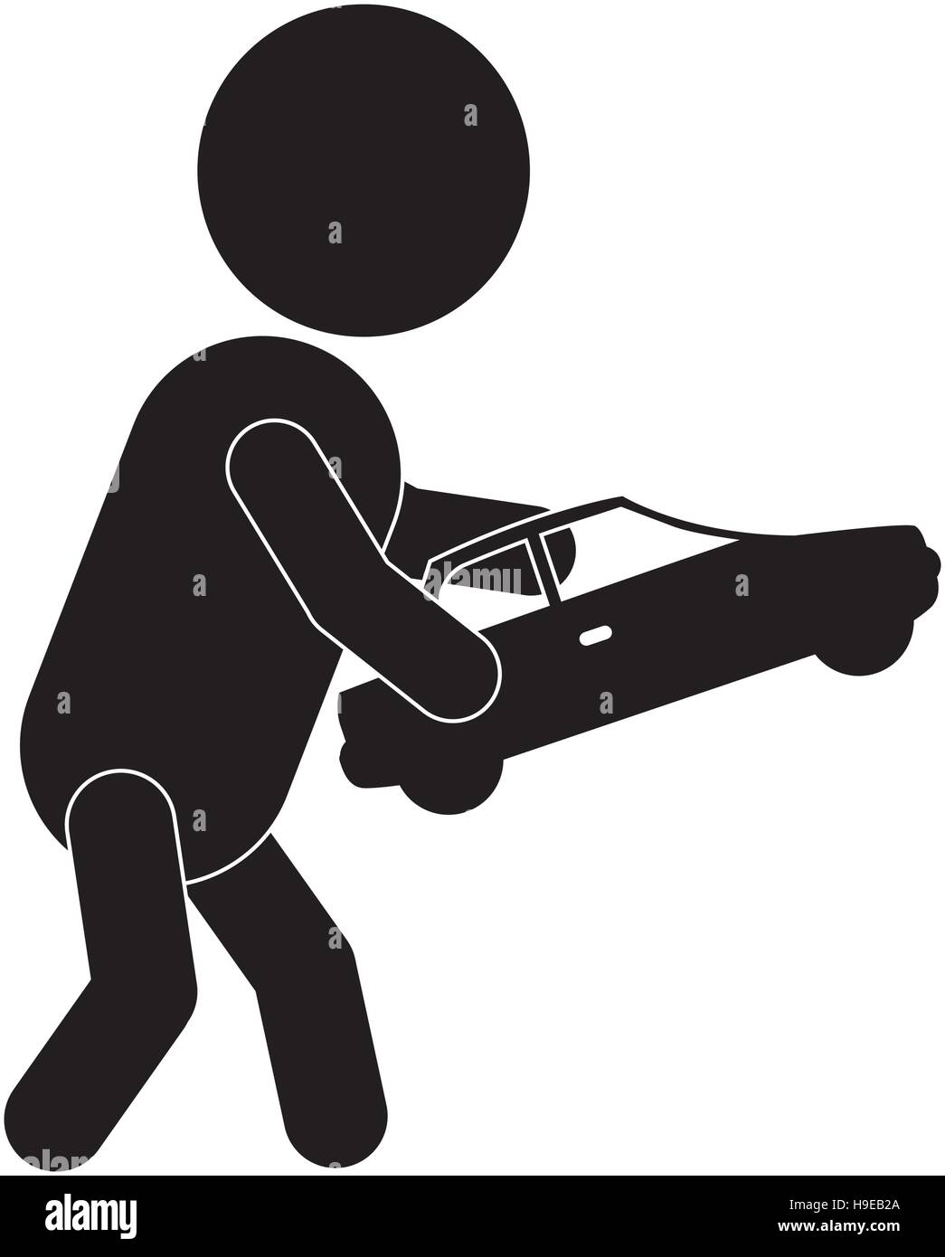 pictogram boy playing with toy car vector illustration Stock Vector ...