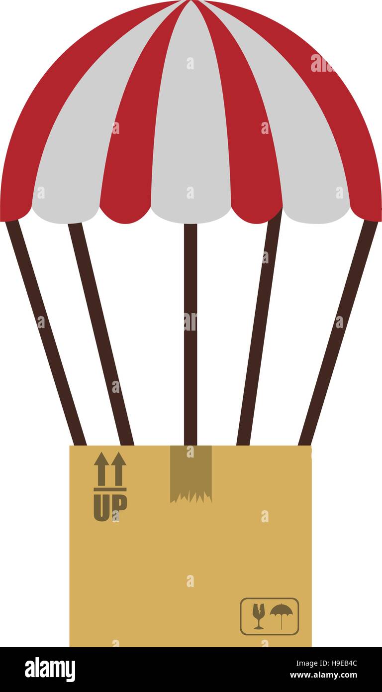 colorful parachute with cardboard box Stock Vector Image & Art - Alamy