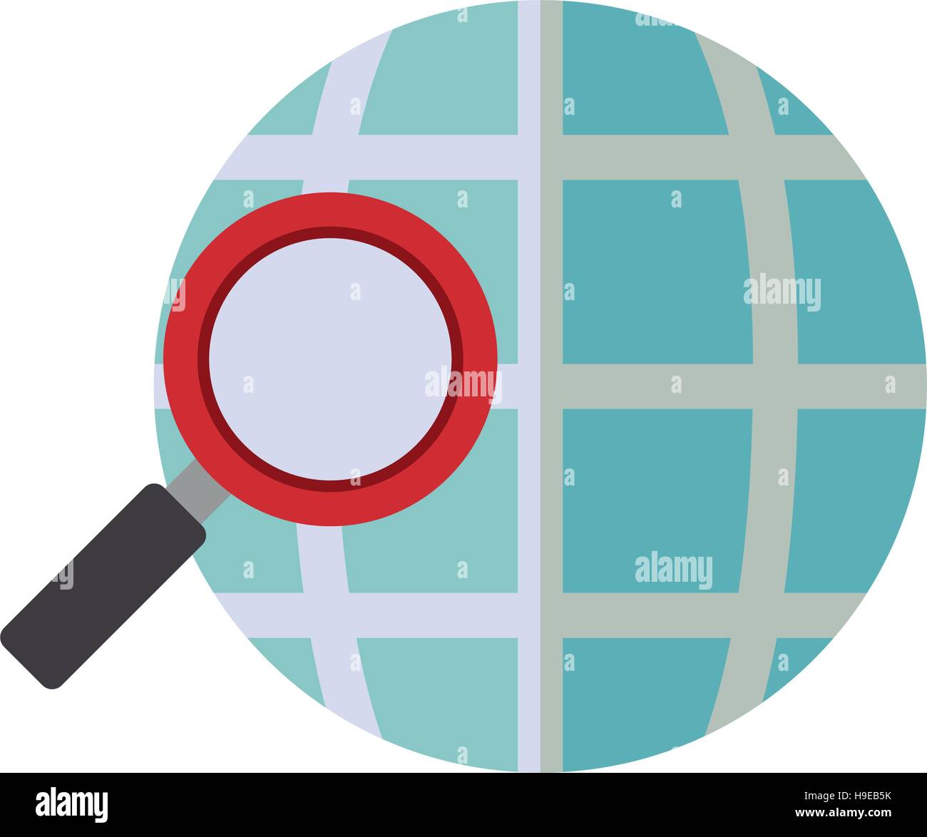blue sphere map with magnifying glass Stock Vector Image & Art - Alamy