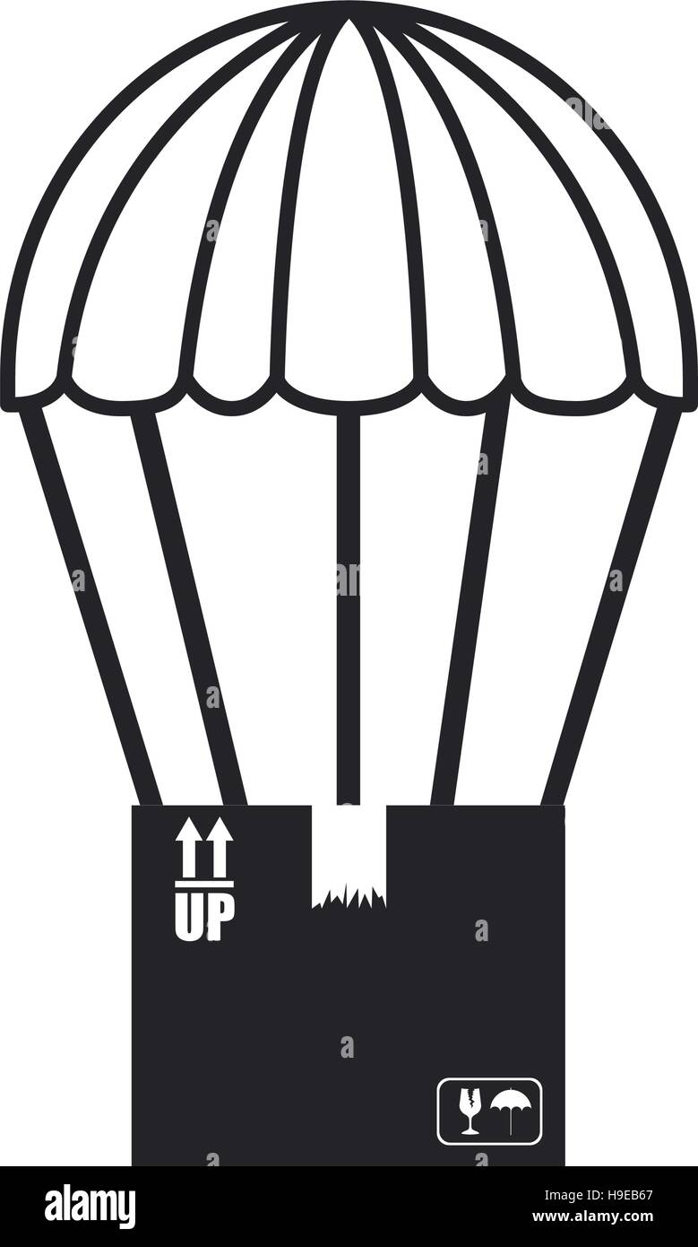 black silhouette parachute with cardboard box Stock Vector Image & Art ...