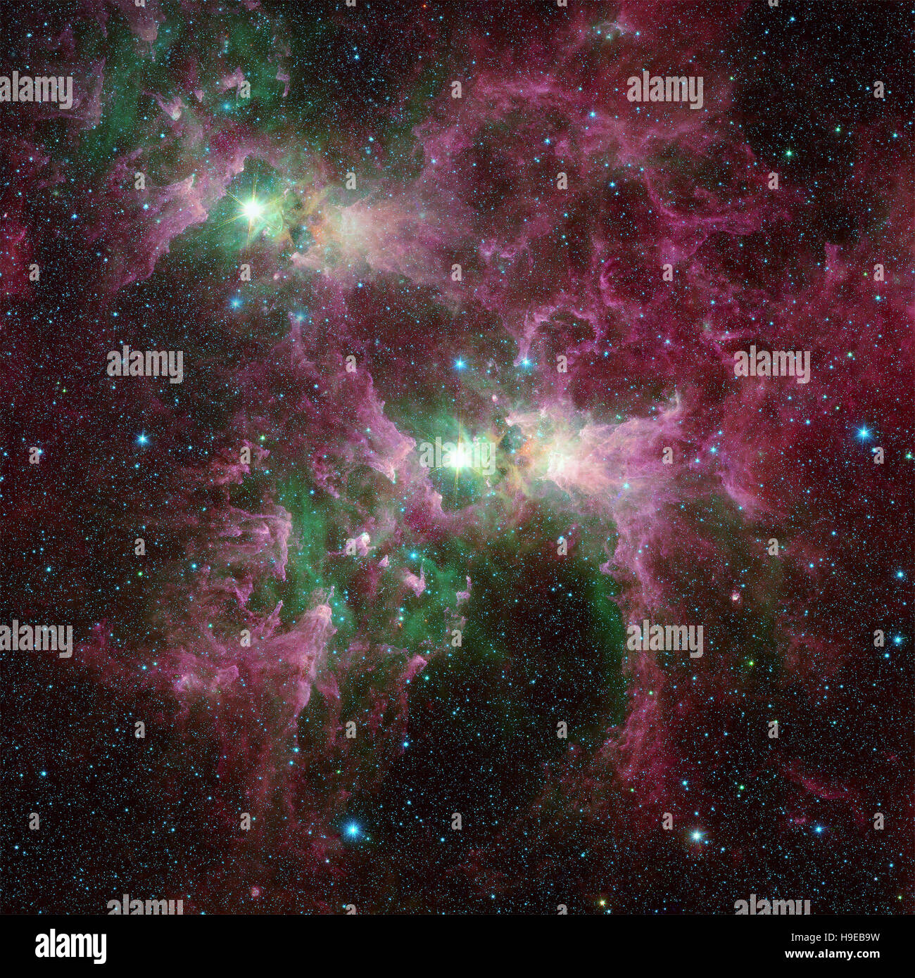 Outer space. The bright stars of the nebula Stock Photo - Alamy