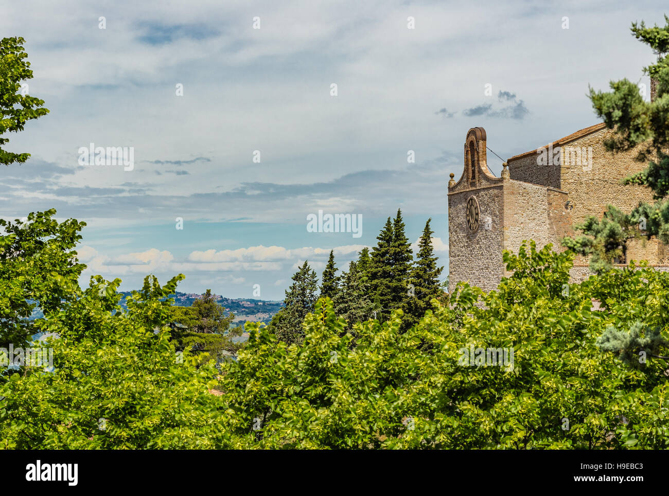 ancient medieval castle with clock tower Stock Photo - Alamy