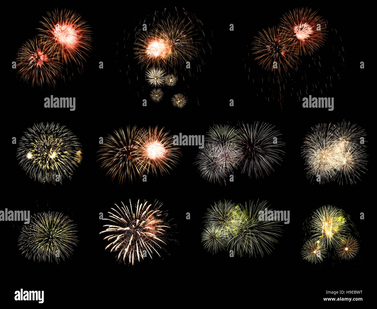 Colorful assorted fireworks selection on a black background Stock Photo ...