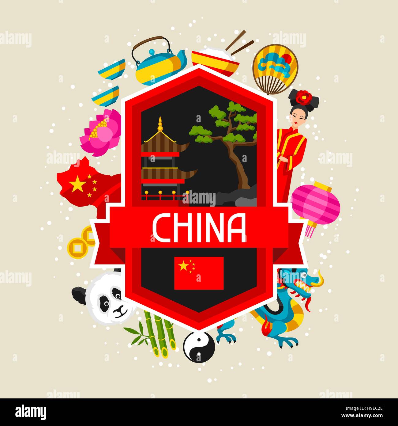 China map design chinese symbols hi-res stock photography and images ...