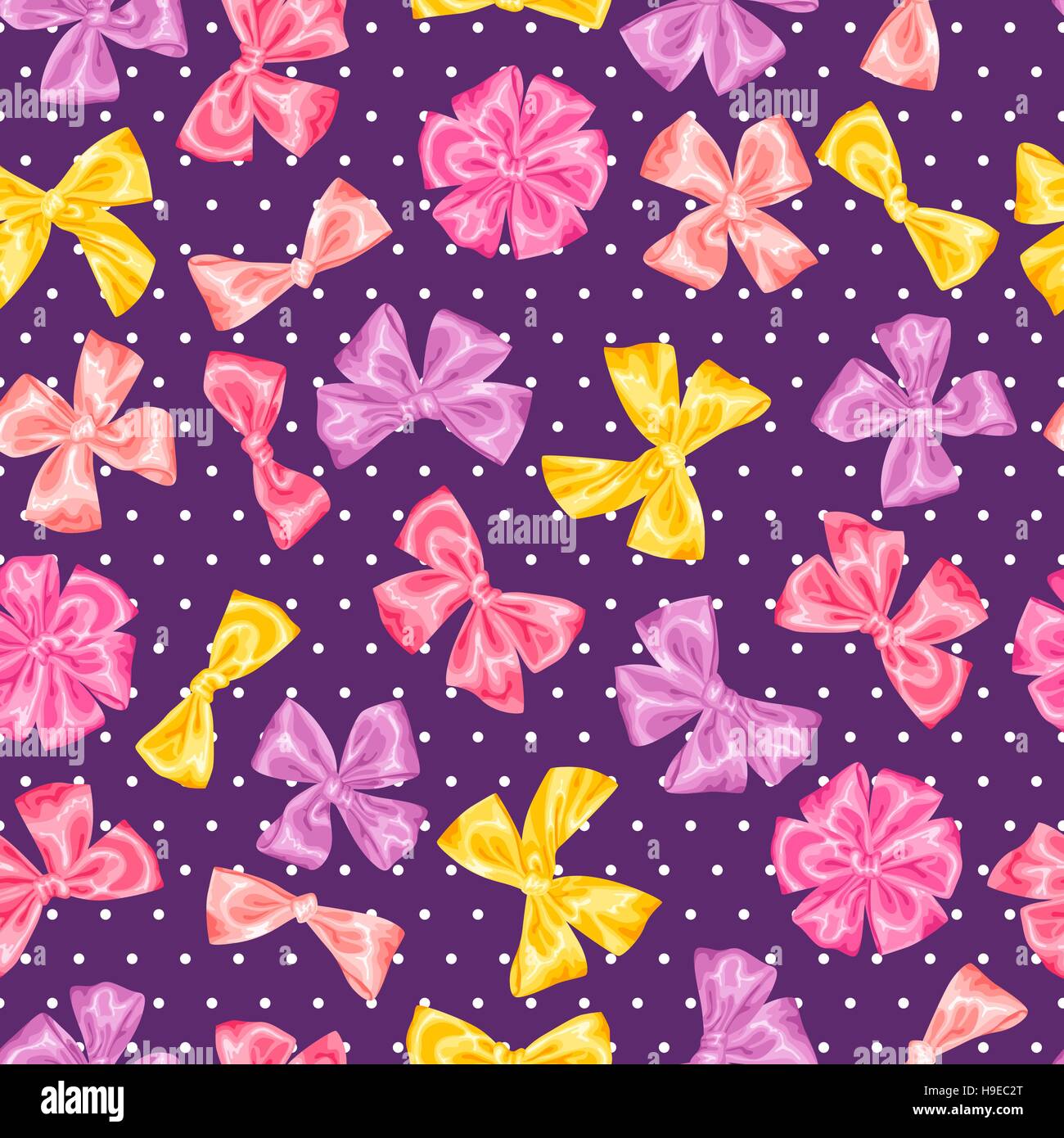 Seamless pattern with decorative delicate satin gift bows and ribbons ...