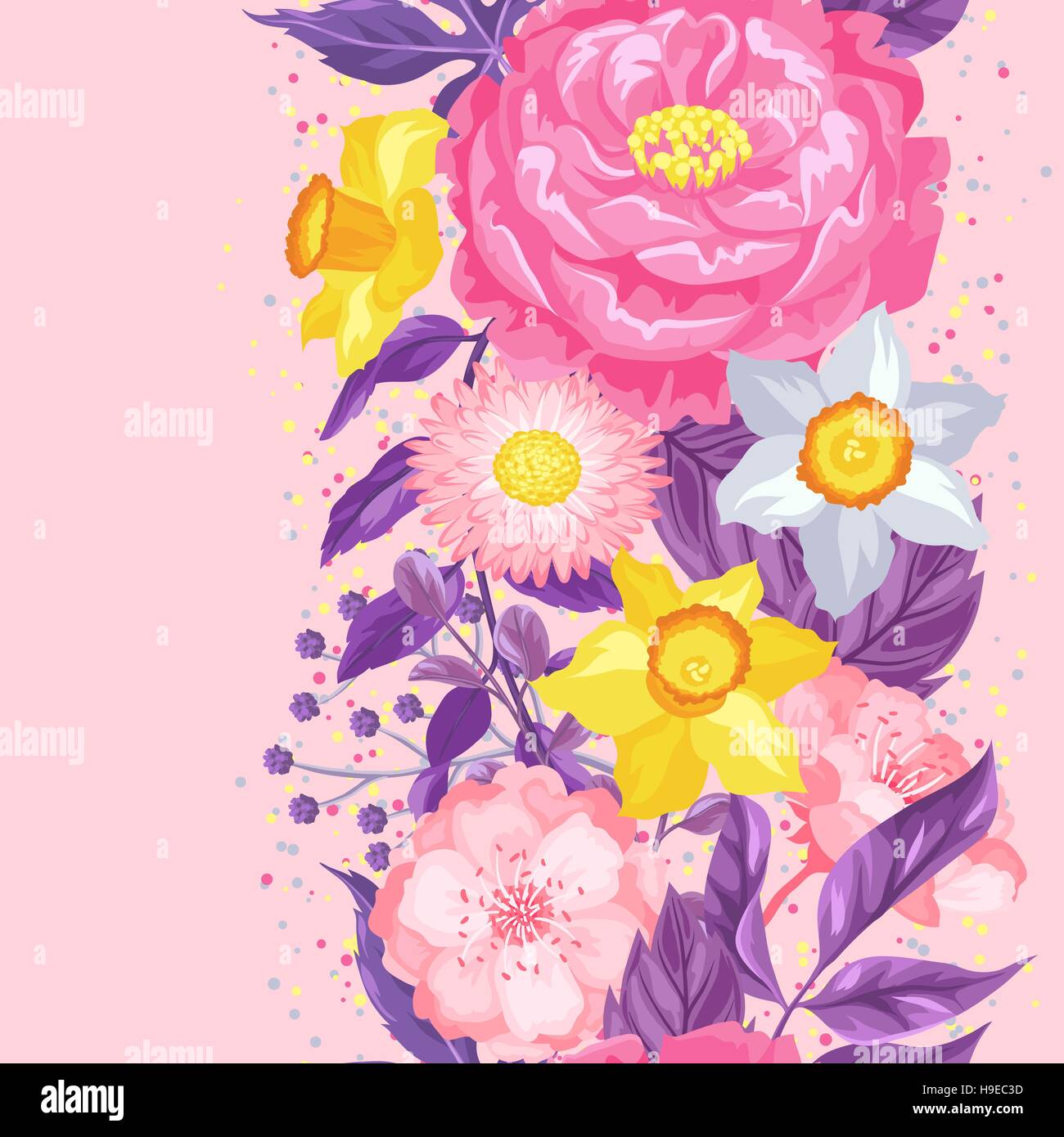 Seamless pattern with decorative delicate flowers. Easy to use for ...