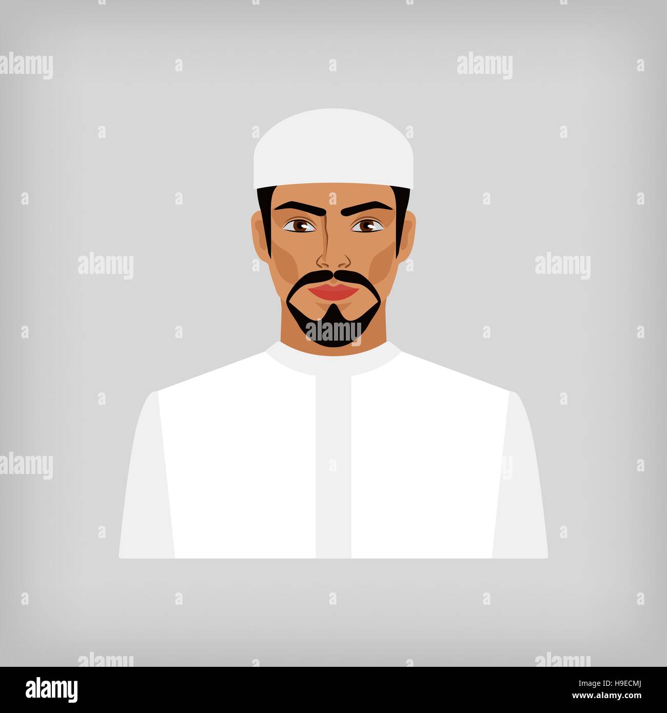 Muslim man in traditional white clothes. vector illustration - eps 8 ...