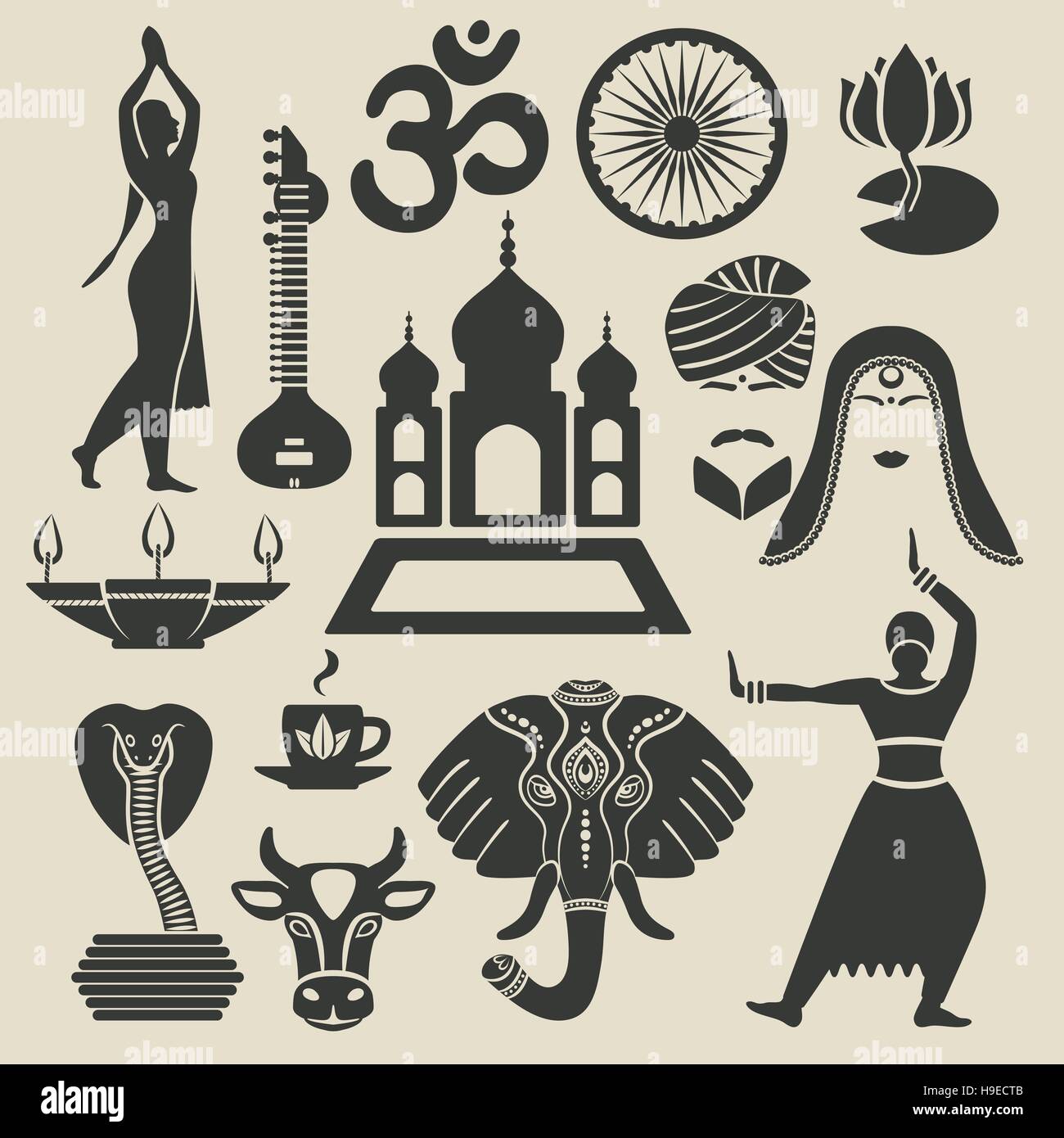 India Exotic icons set. vector illustration - eps 8 Stock Vector Image ...