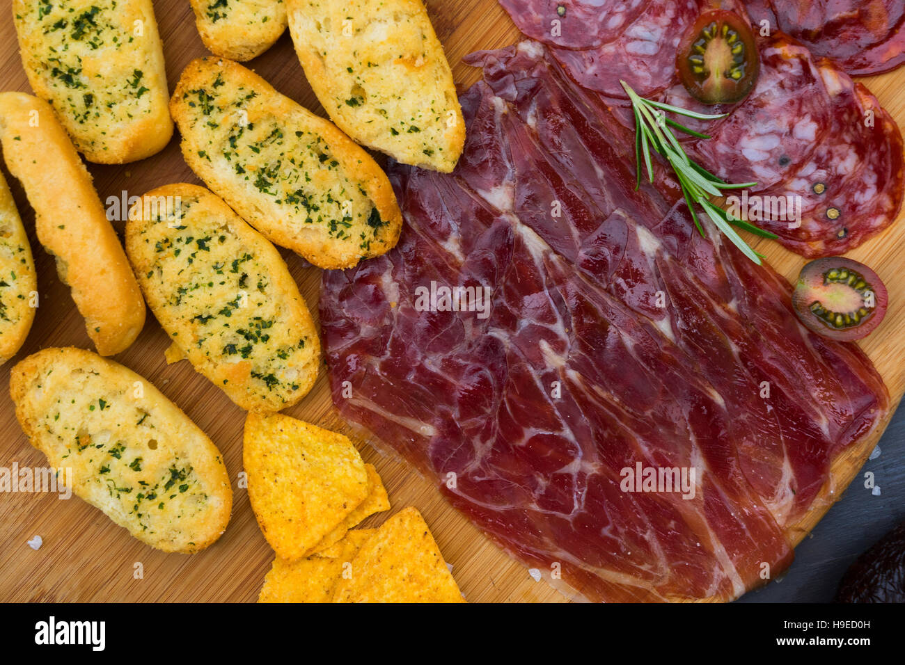 Table with spanish tapas Stock Photo - Alamy