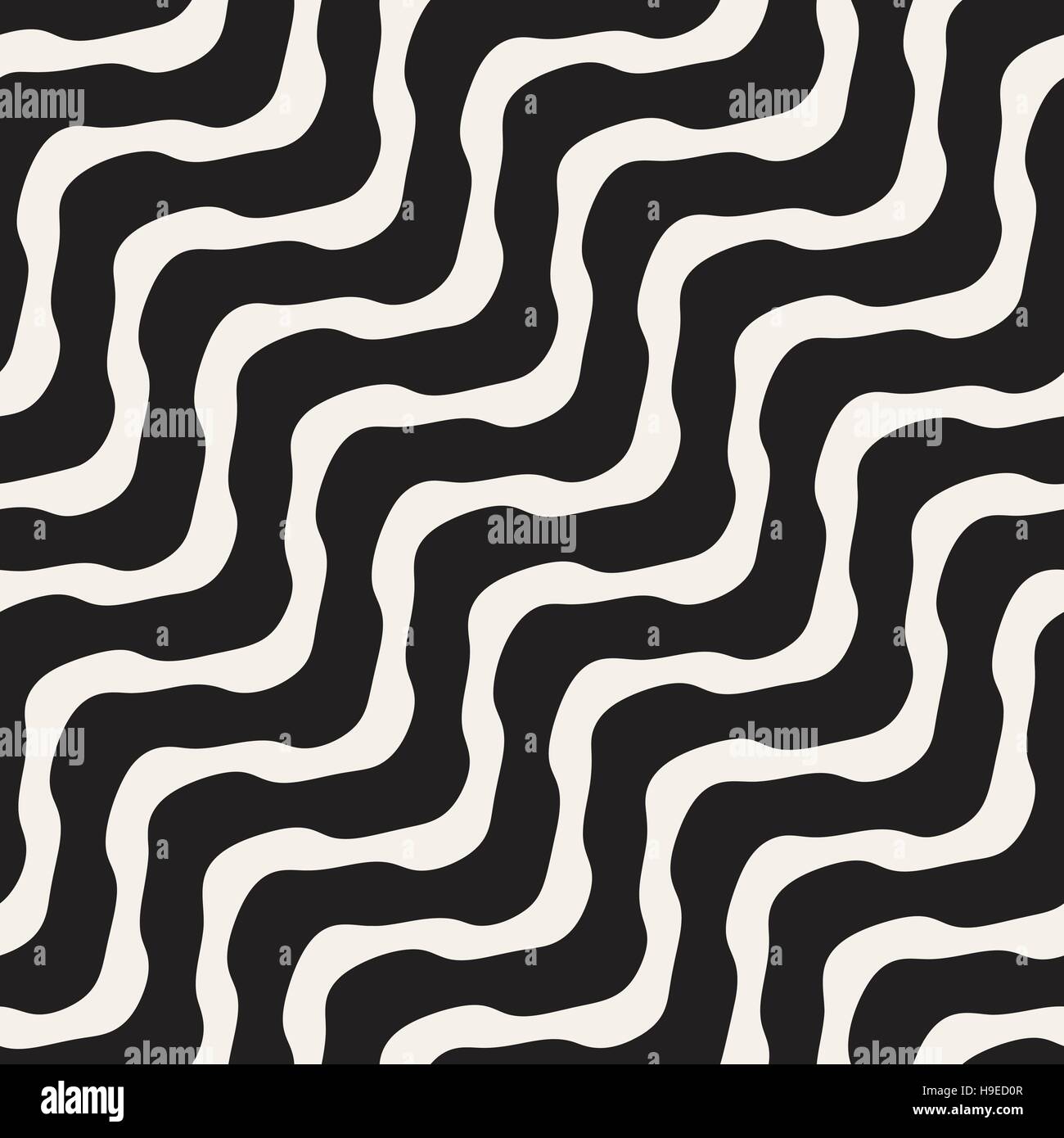 Vector Seamless Black and White Wavy Lines Pattern Stock Vector Image ...