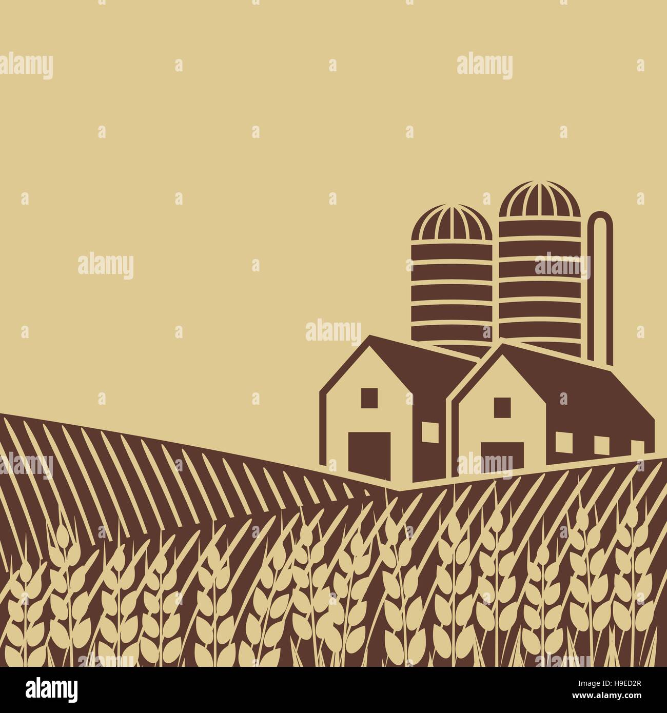Farm fields in background Stock Vector Images - Alamy
