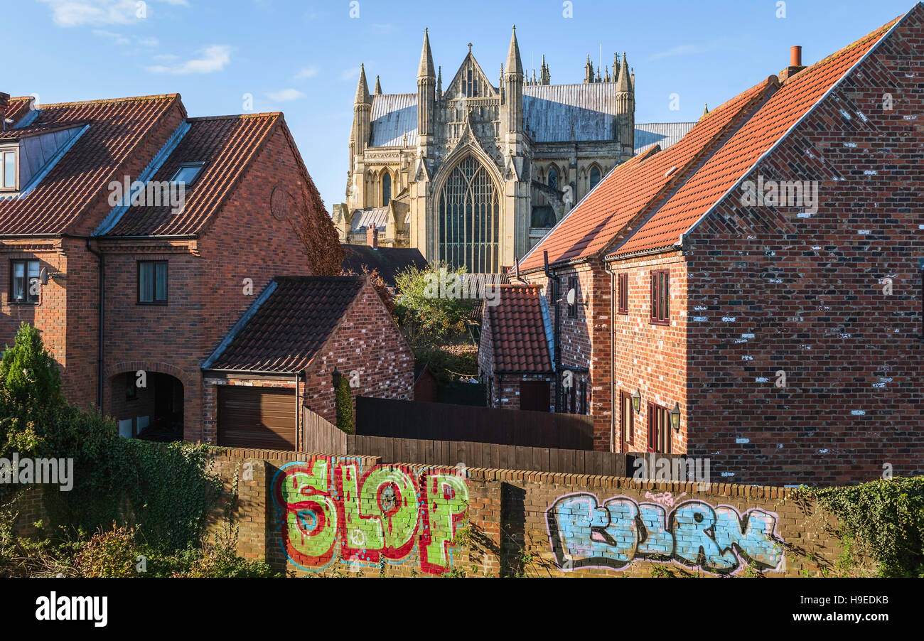 Beverley Minster on a fine autumn morning with view of surrounding ...