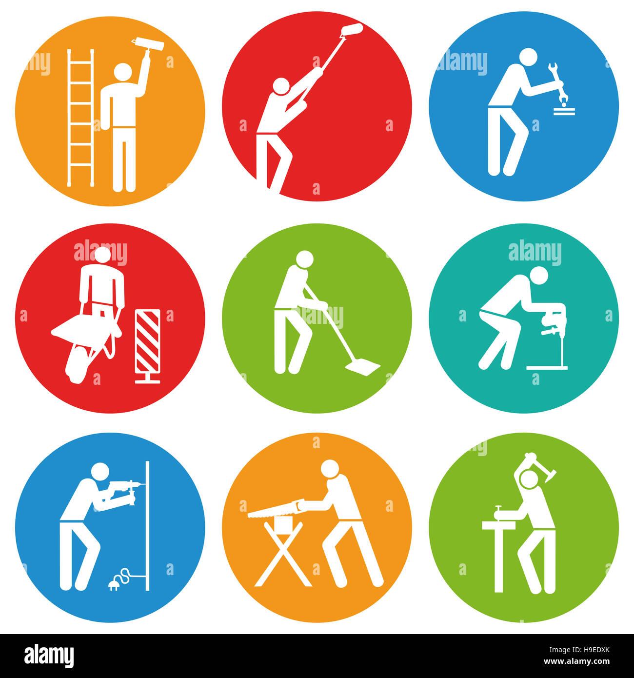 Craftsman Button, construction work, pictogram Stock Photo - Alamy