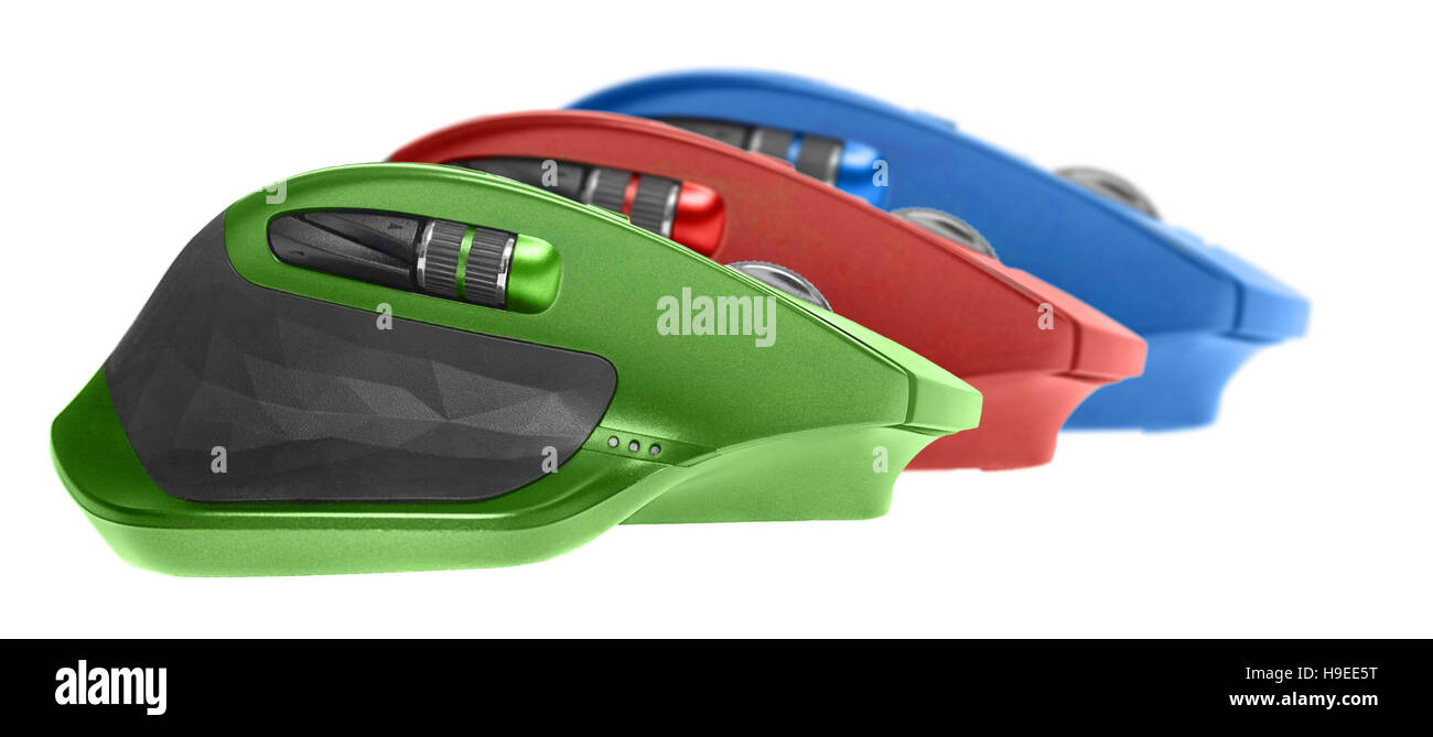 Three gaming computer mouse. Front focus Stock Photo - Alamy