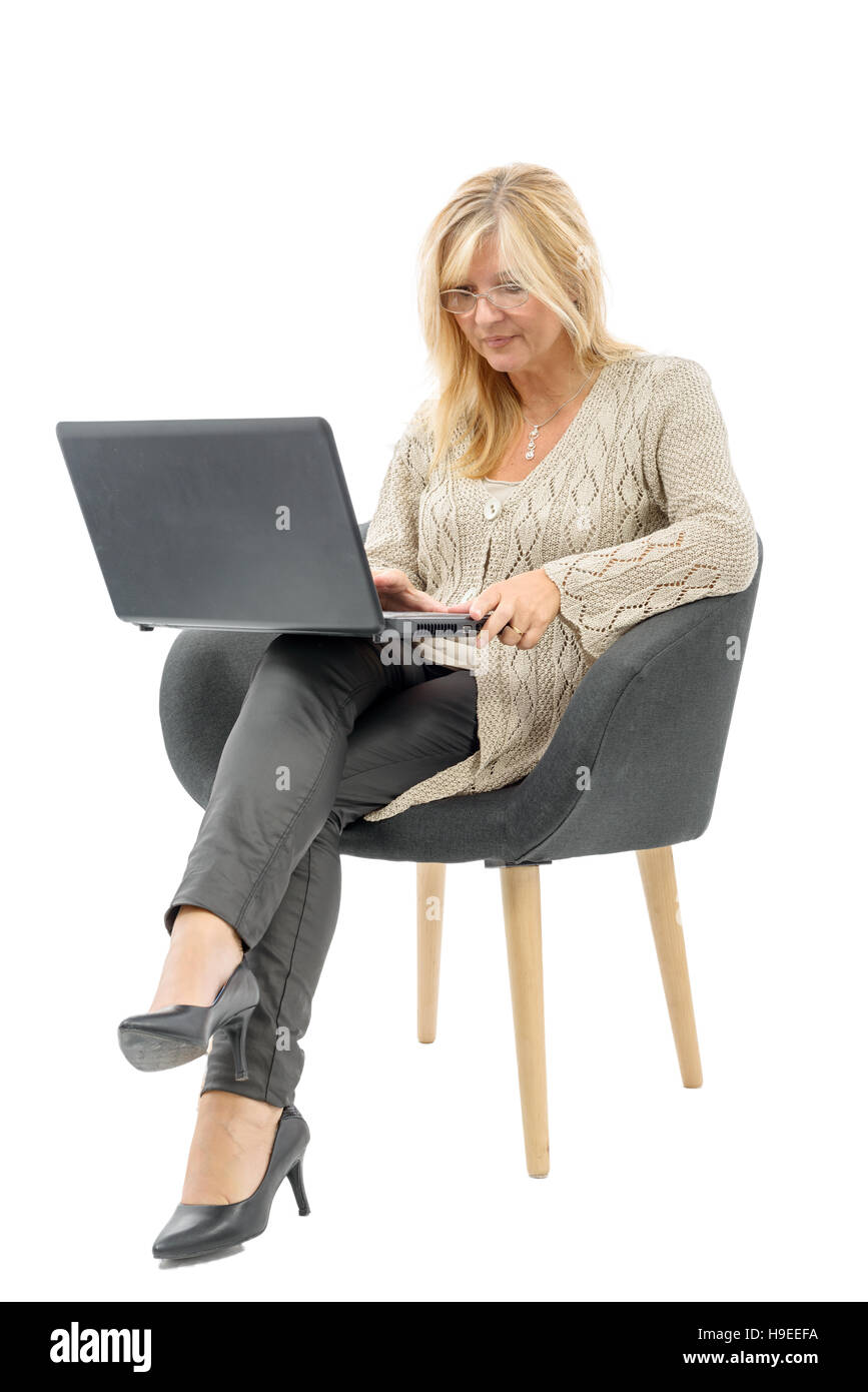 Mature woman glasses Cut Out Stock Images & Pictures - Alamy