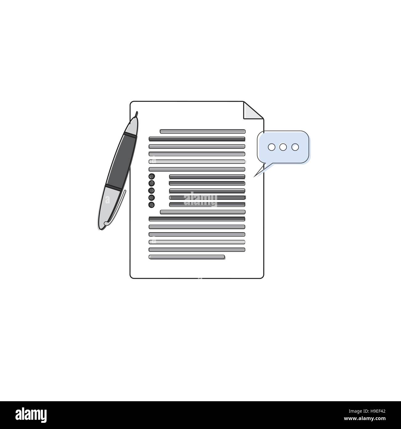 Paper Sheet Document Contract Sign Pen Web Icon Thin Line Stock Vector ...