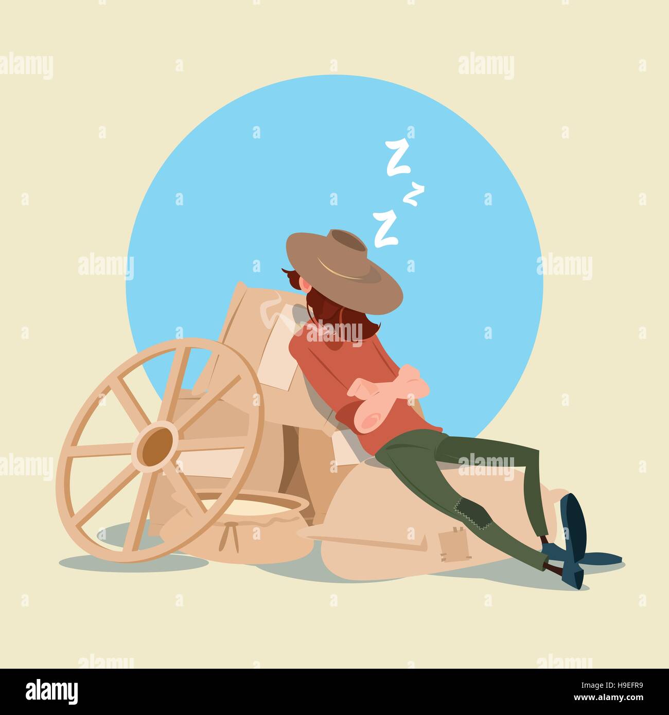 Sleeping farmer Stock Vector Images - Alamy
