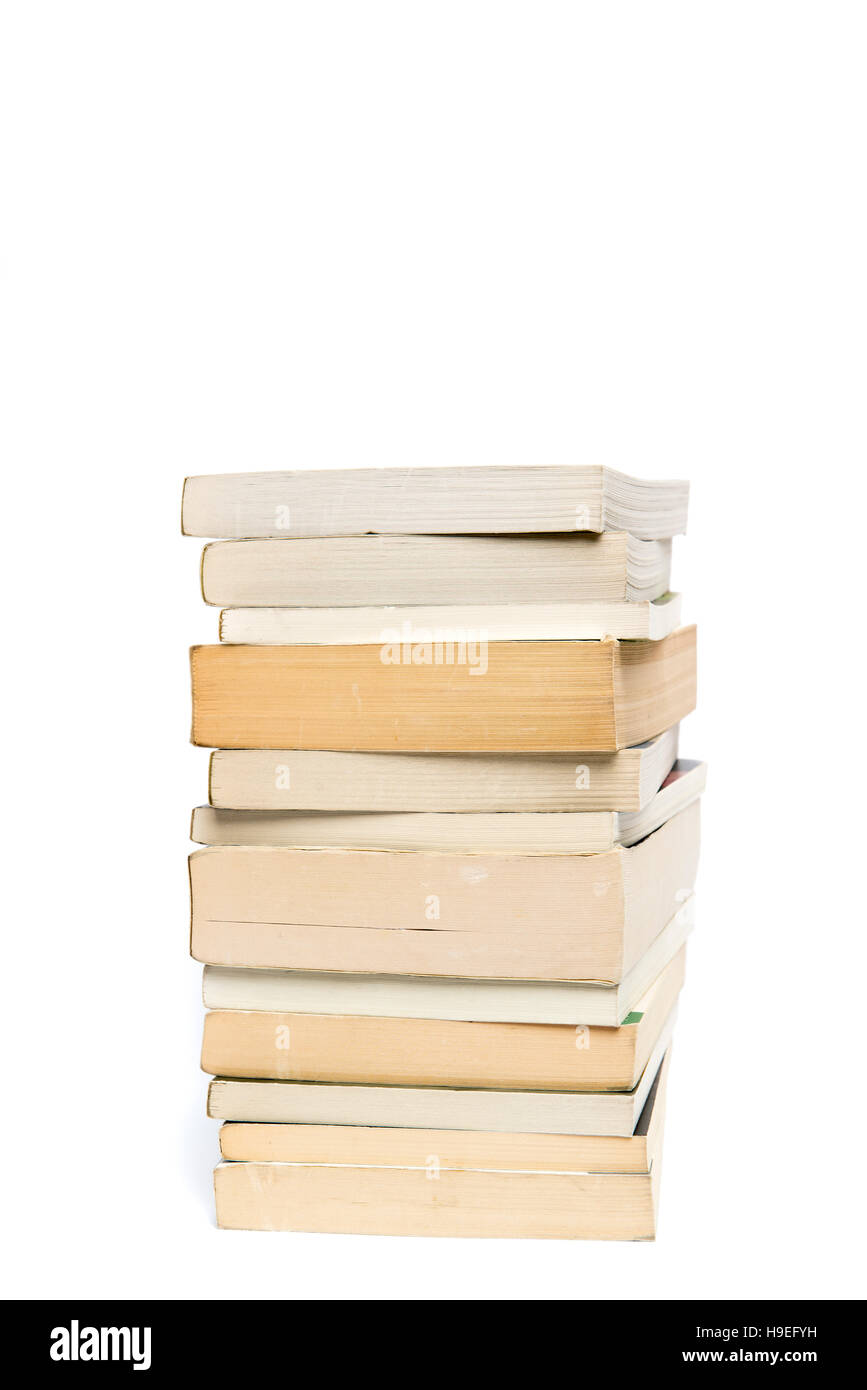 Stack of white paperback books isolated on white background with ...