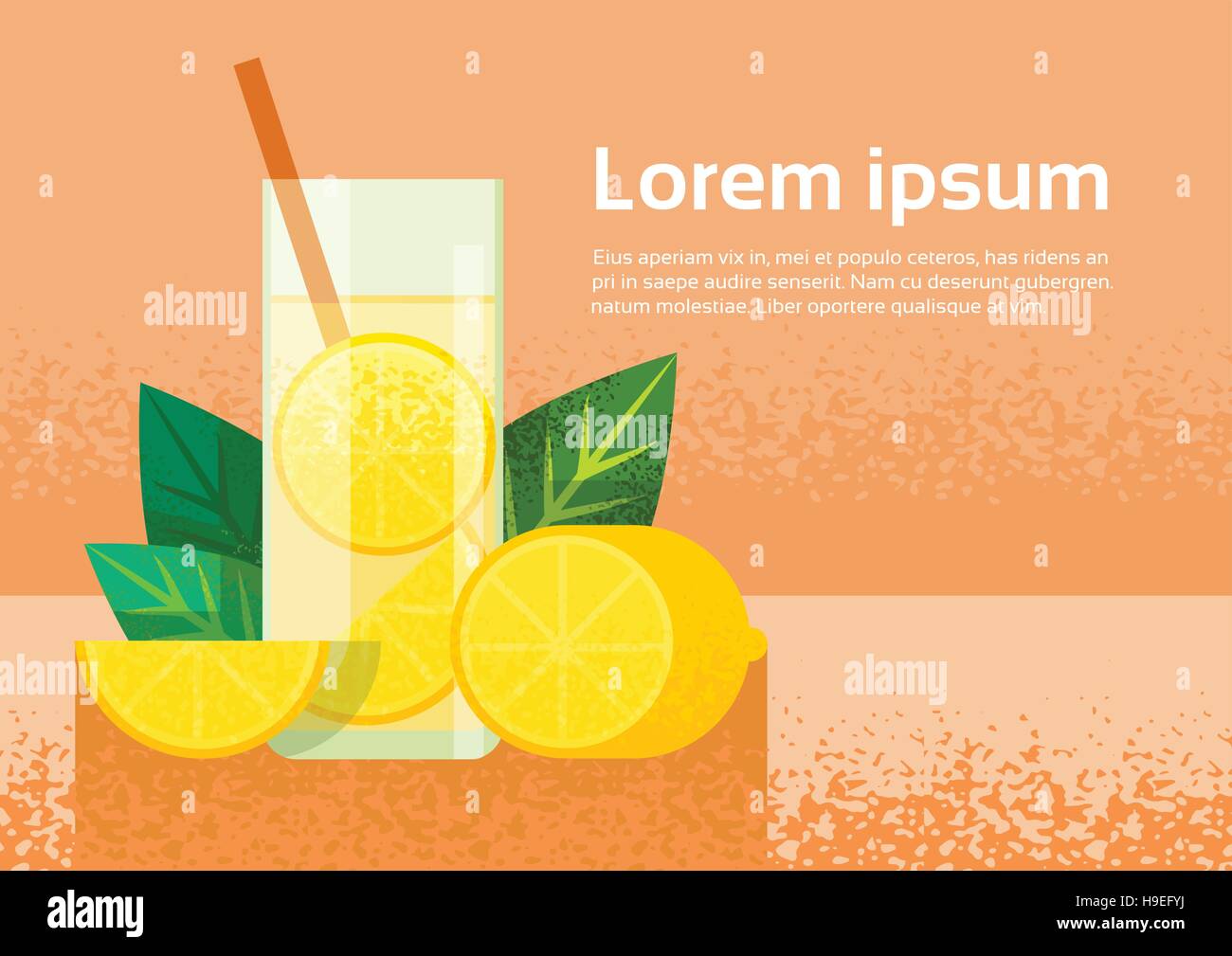 Lemon Citrus Lemonade Glass Banner With Copy Space Stock Vector Image ...
